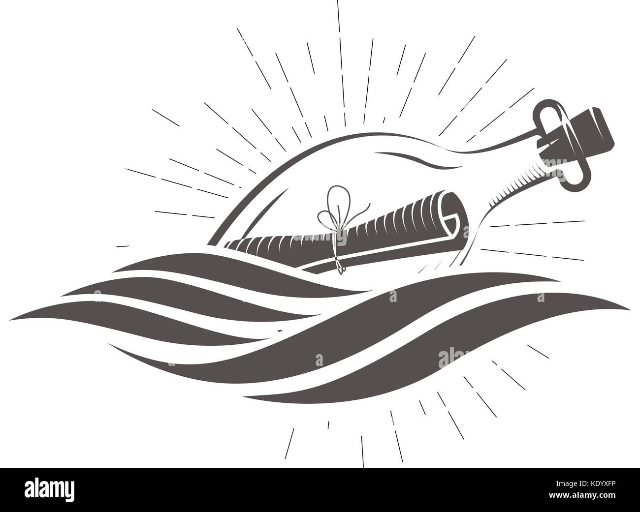 Bottle message on sea Stock Vector Images - Alamy