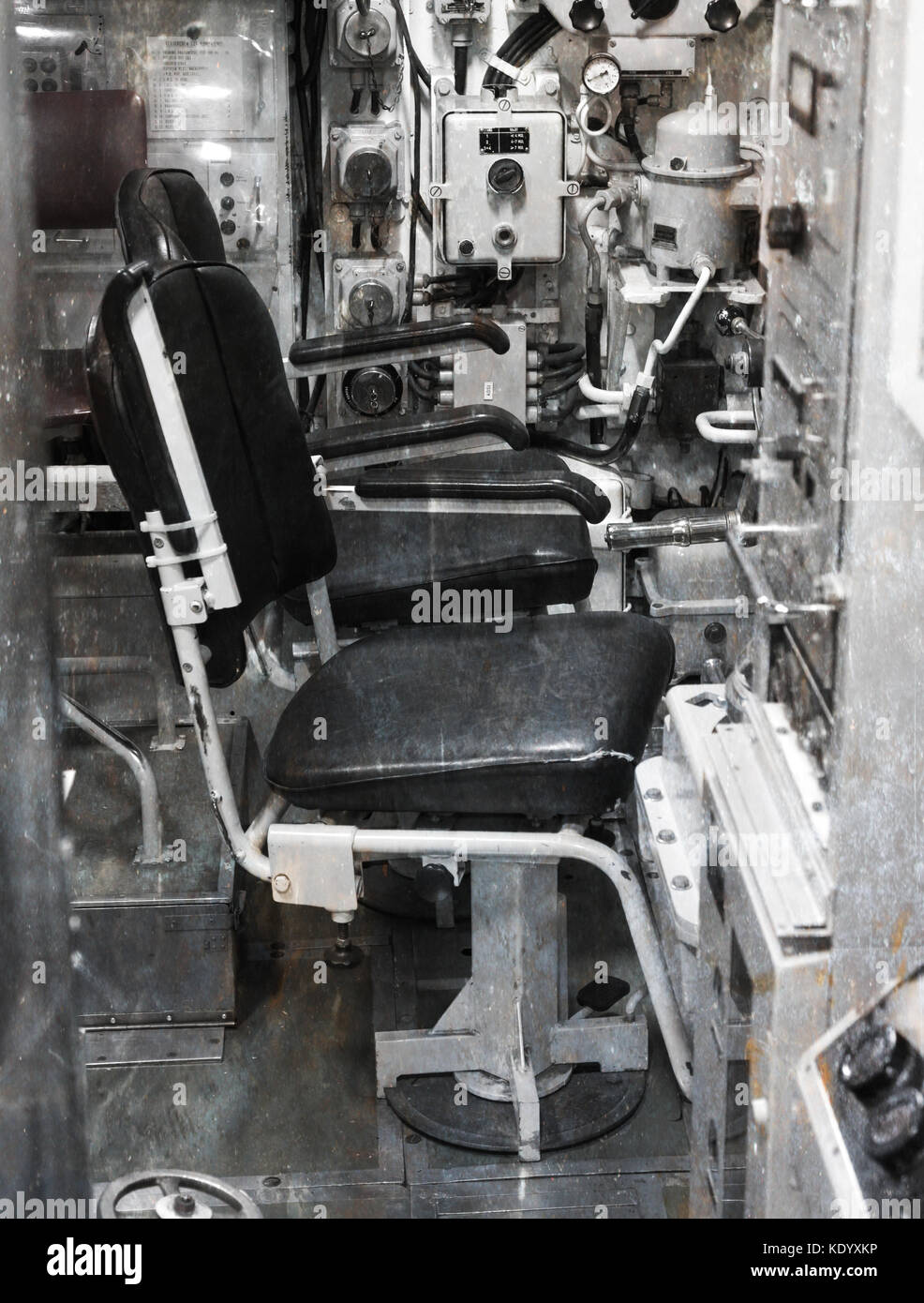 Interior of an old submarine - Limited space and lots of equipment ...