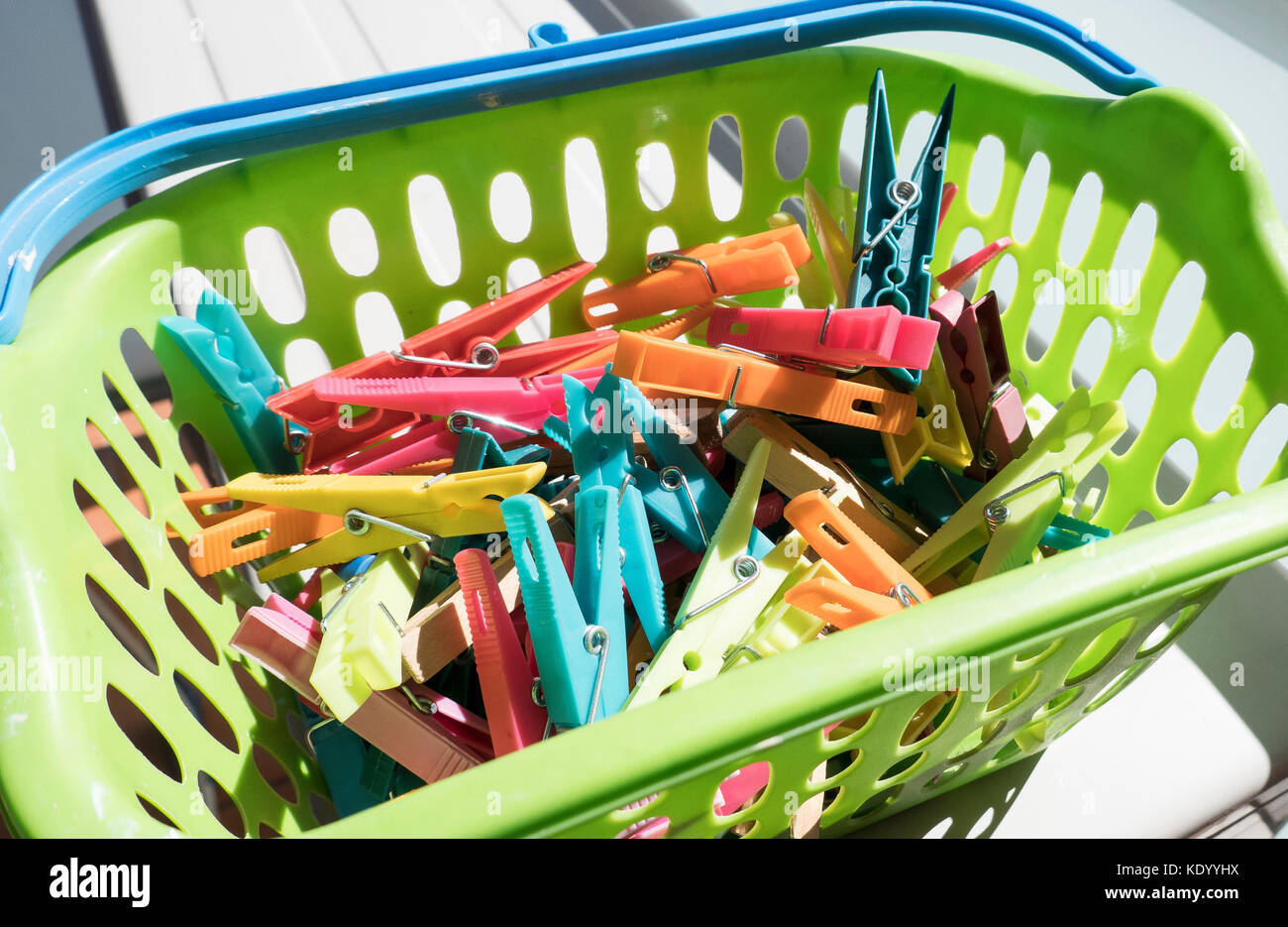 Colored clothing clamps Stock Photo - Alamy