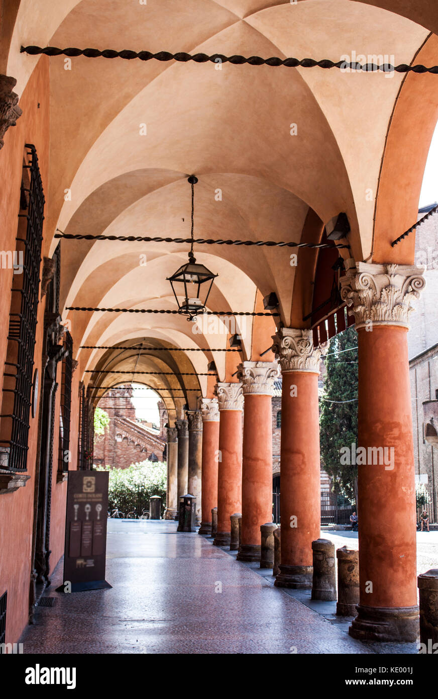 Beautiful stone walkway Bologna Italy. Lovely terracotta colours Stock ...