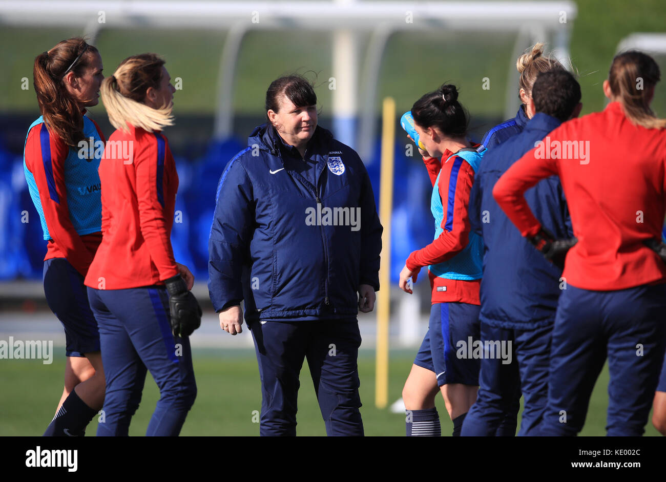 Interim England manager Mo Marley (centre) during a training session at ...