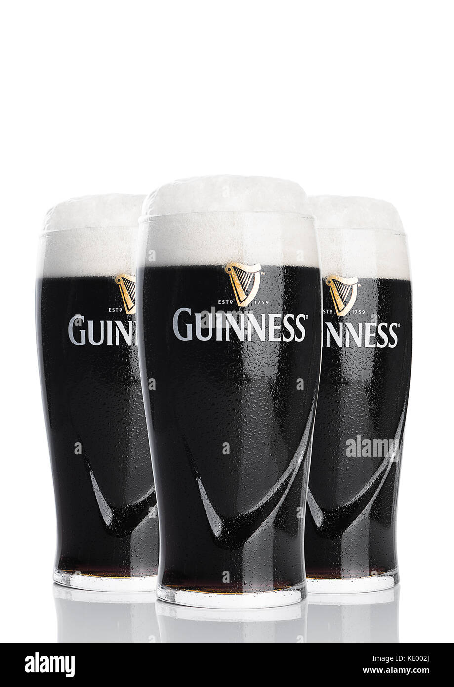 LONDON, UK - FEBRUARY 26, 2017: Glasses of Guinness original beer on ...
