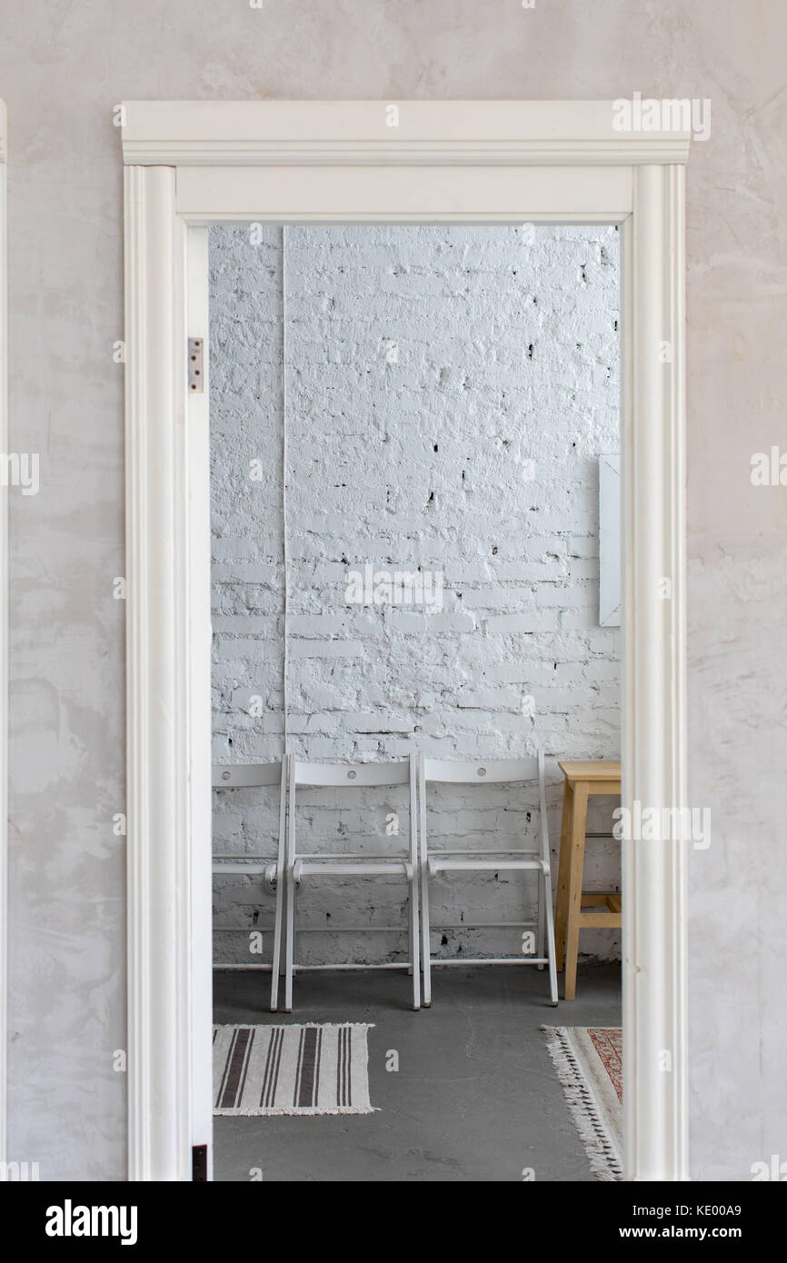 Doorway view from into hall concept of waiting on a white background ...