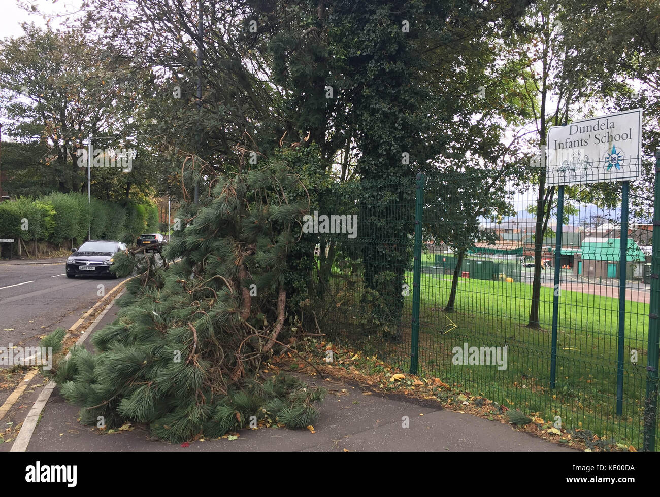 Storm damage in Belfast, after Hurricane Ophelia battered the UK and ...