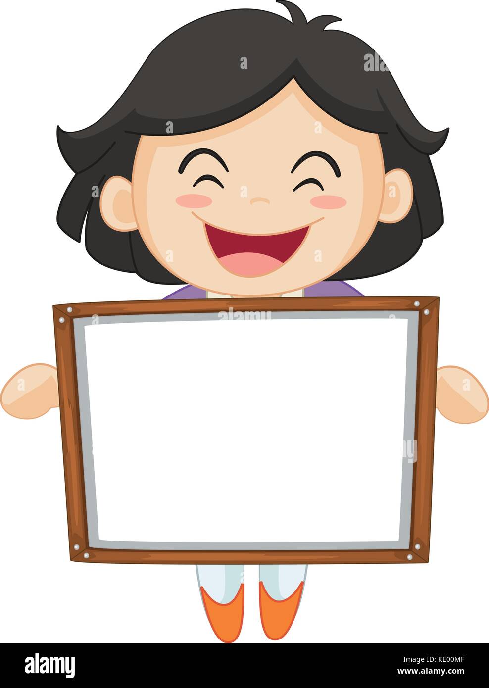 Happy girl holding white board illustration Stock Vector Image & Art ...