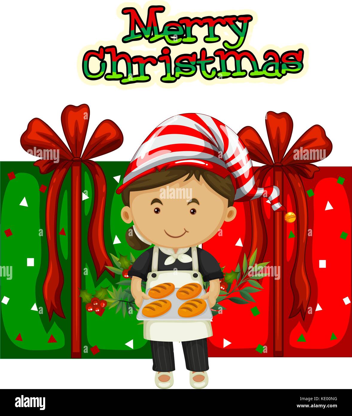 Christmas theme with chef and presents illustration Stock Vector Image ...