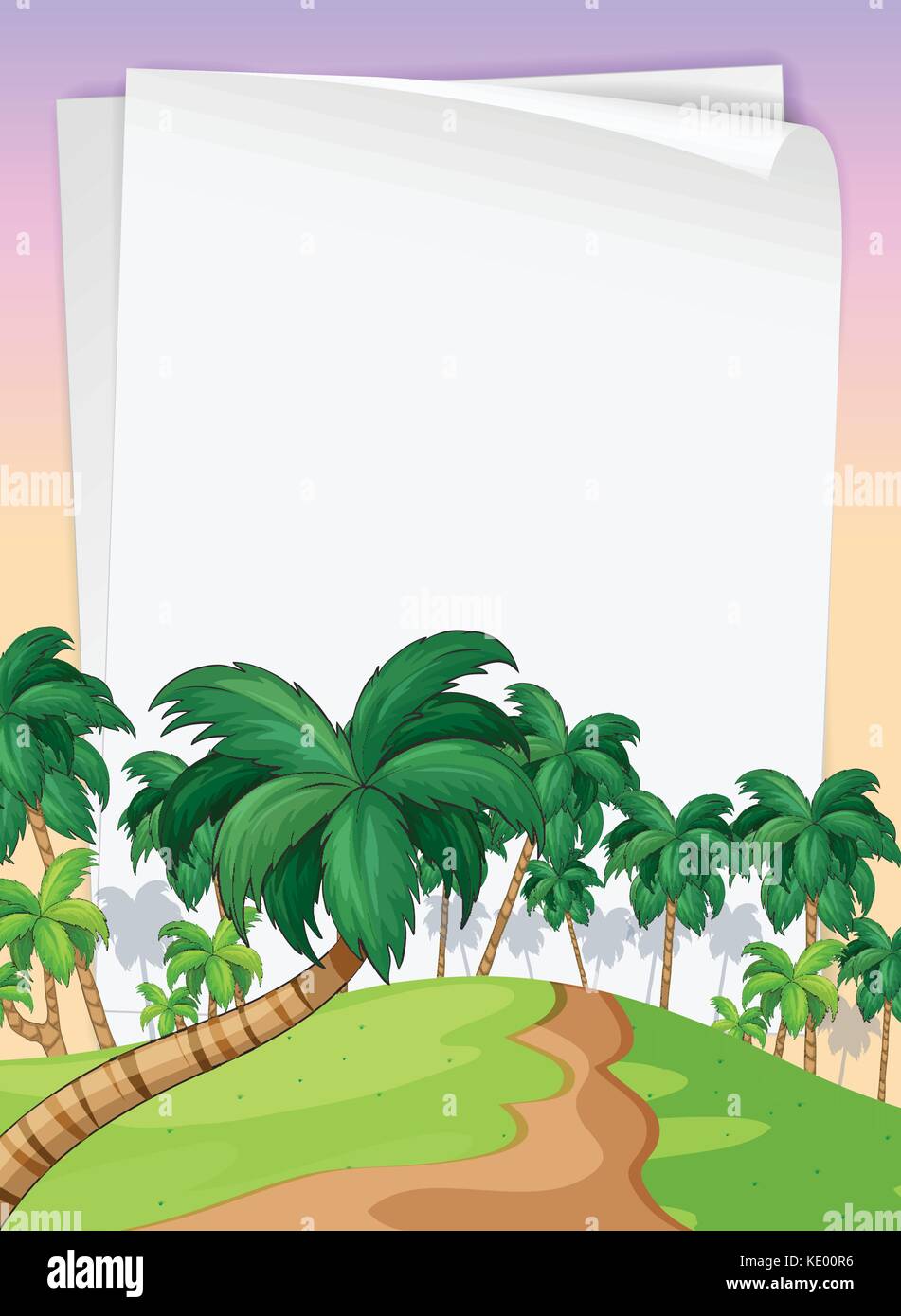 Paper template with trees in background illustration Stock Vector Image ...