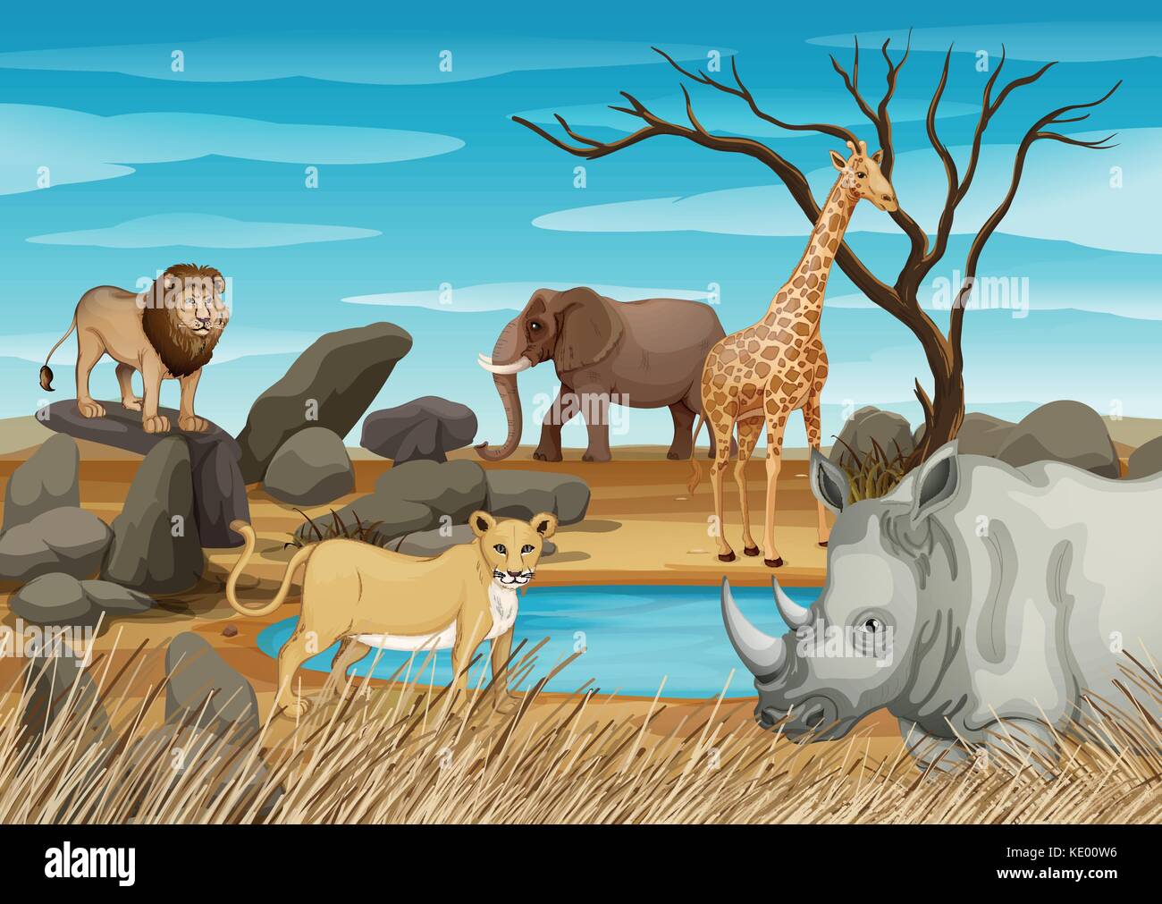 Wild animals in the field illustration Stock Vector Image & Art - Alamy