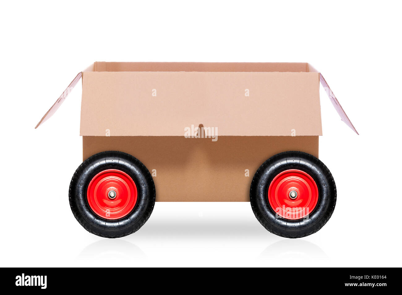 mail delivery moving box on wheels isolated on white background Stock ...