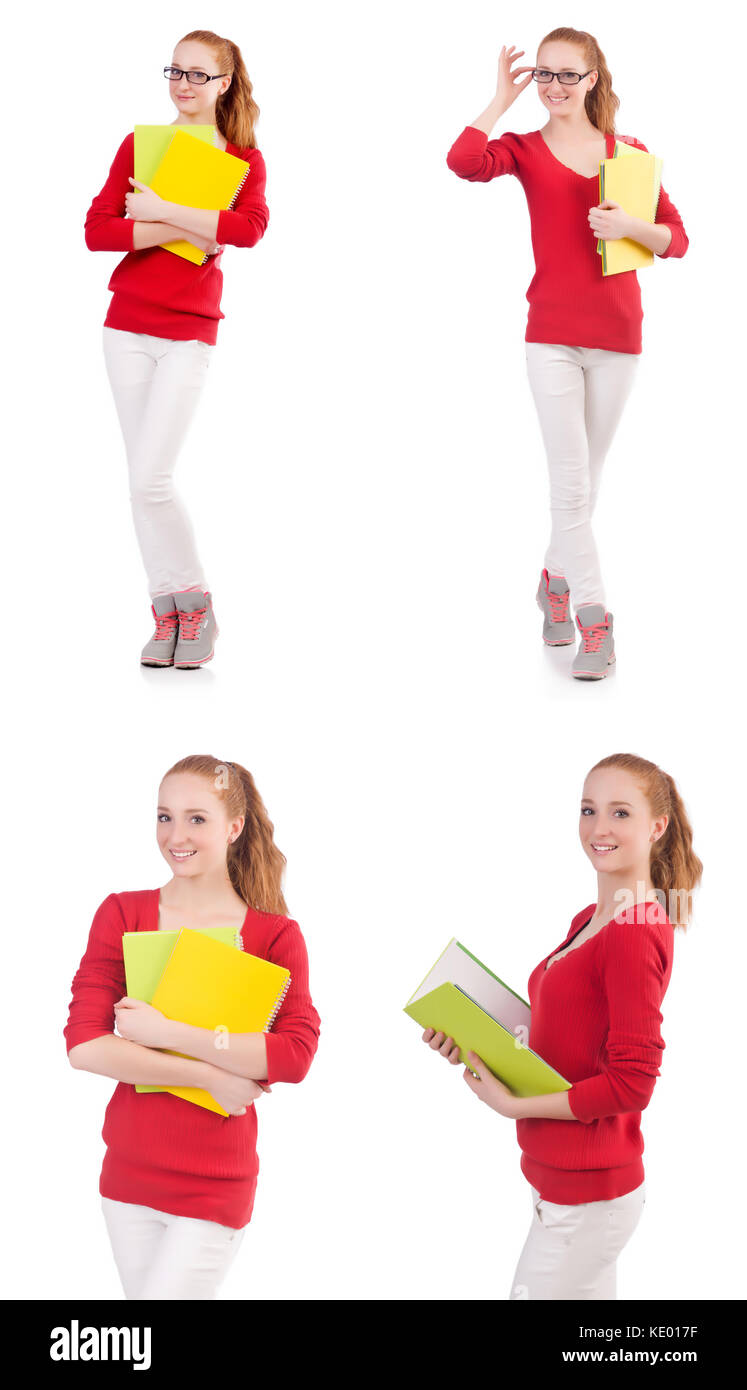 Young student with books on white Stock Photo - Alamy