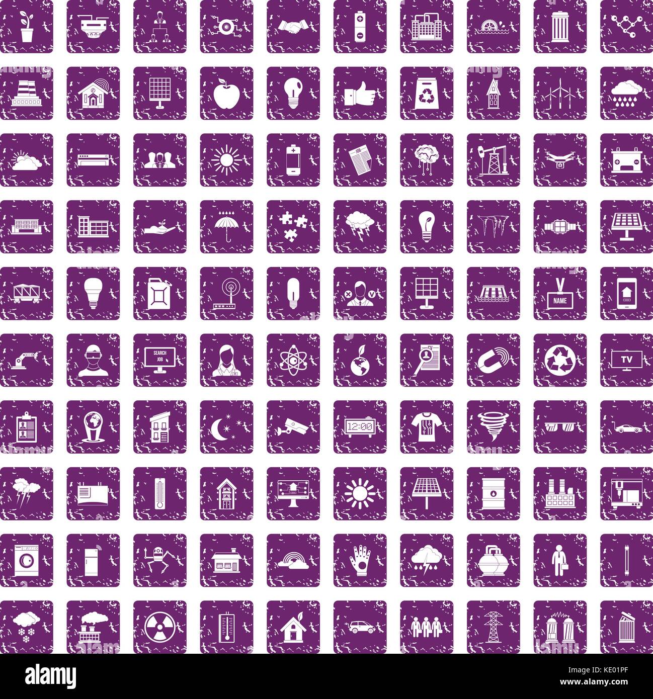 100 solar energy icons set grunge purple Stock Vector Image & Art - Alamy