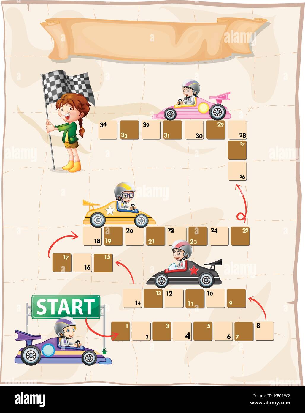 Boardgame template with racing cars illustration Stock Vector Image ...