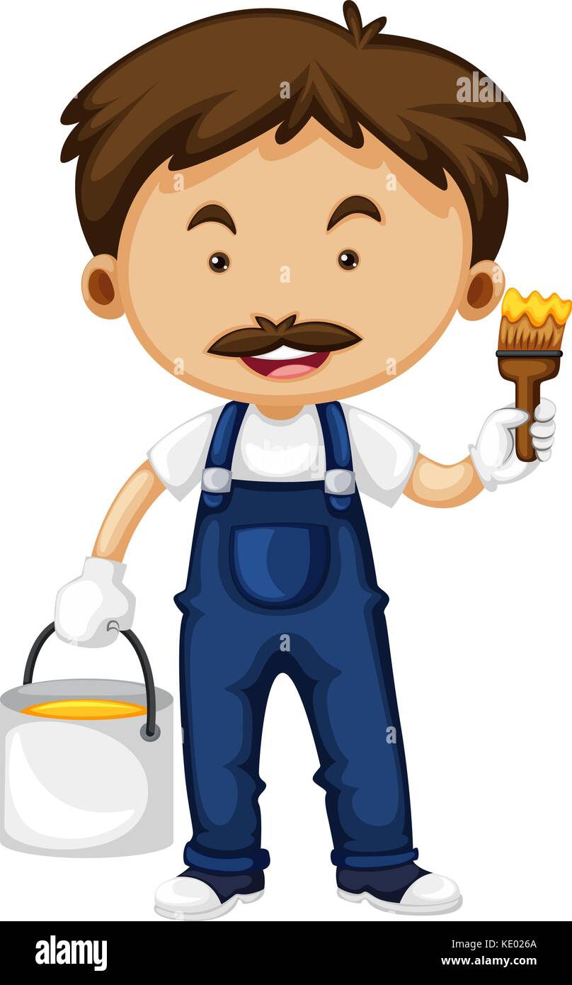 Man with paintbrush Stock Vector Images - Alamy