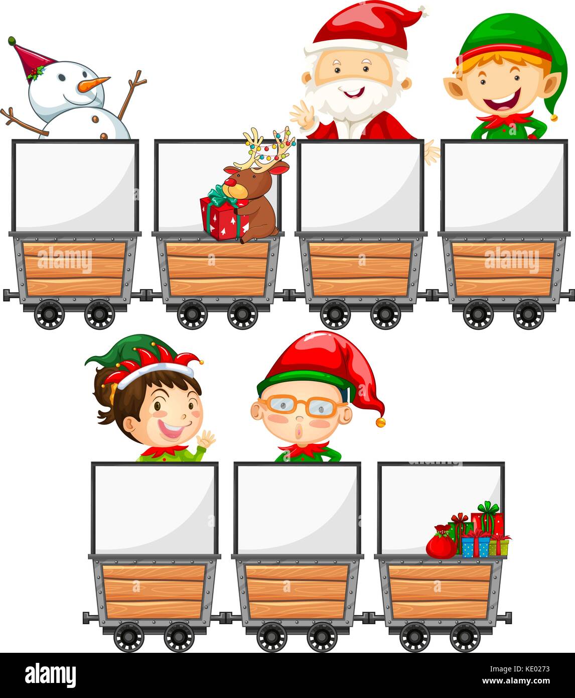 Mining carts and christmas elements illustration Stock Vector Image ...