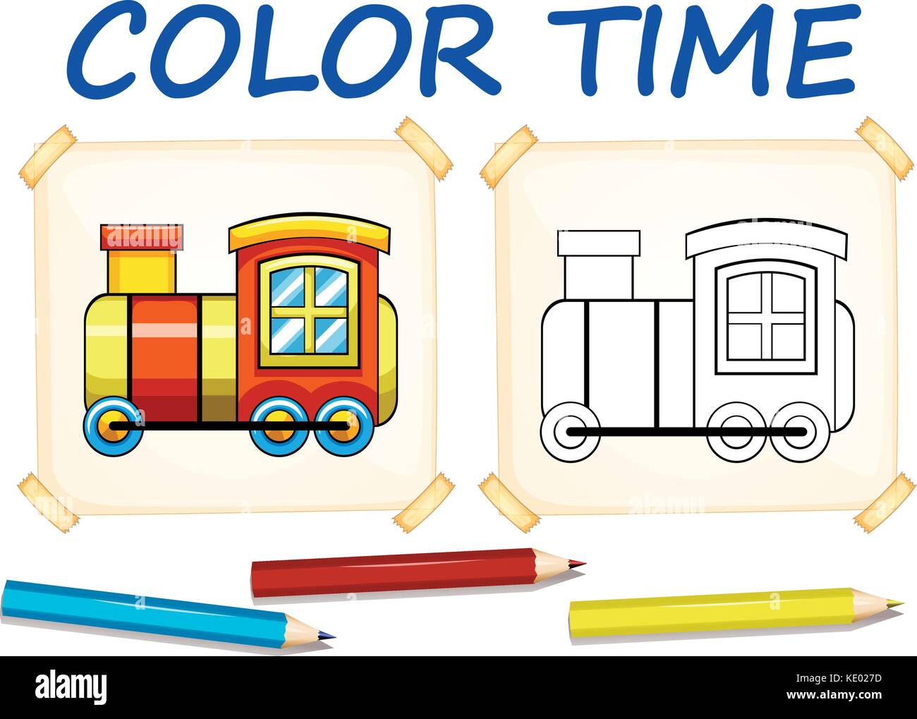 Blue and yellow train Stock Vector Images - Alamy