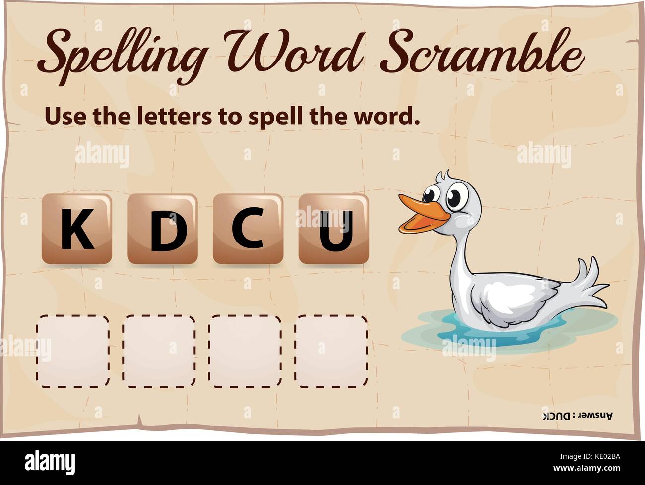 Spelling word scramble game for word duck illustration Stock Vector ...