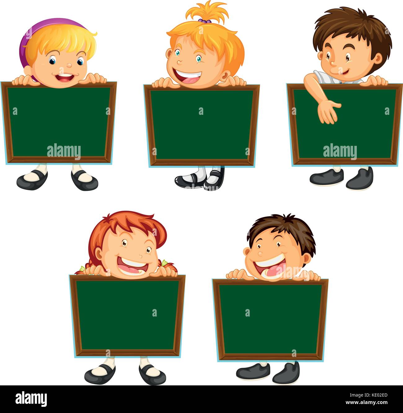 Happy children holding green boards illustration Stock Vector Image ...