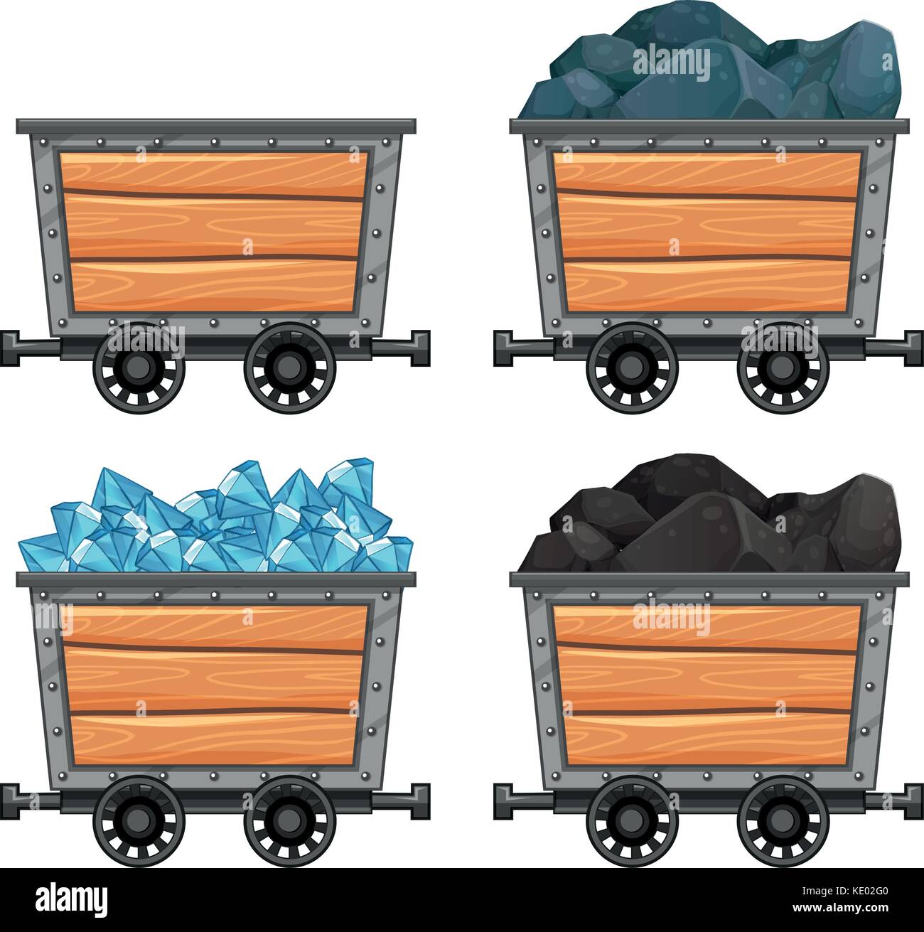Mining carts loaded with stones and diamond illustration Stock Vector ...