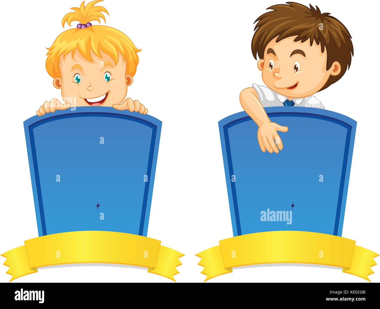 Label design with students in uniform illustration Stock Vector Image ...