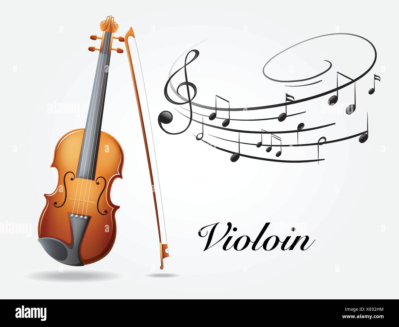 Violin and music notes on white illustration Stock Vector Image & Art ...