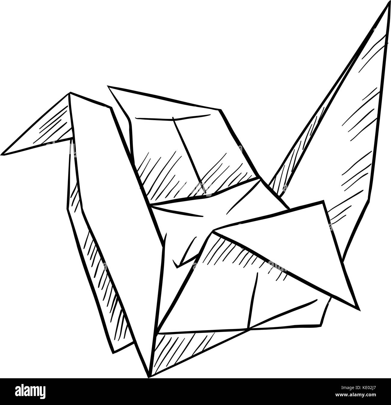 Origami crane white on Stock Vector Images - Alamy