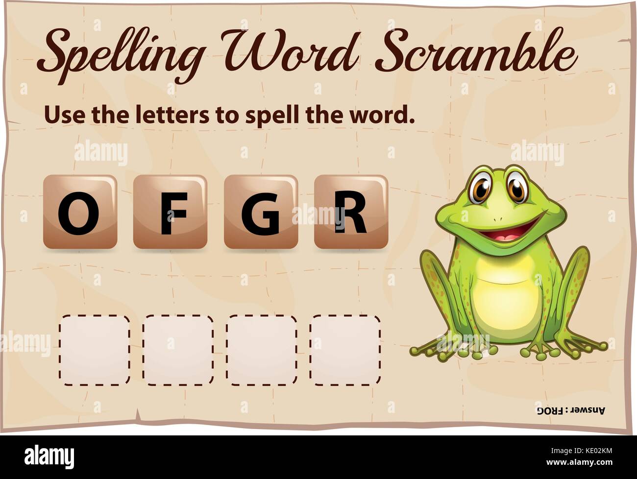 Spelling word scramble for word frog illustration Stock Vector Image ...