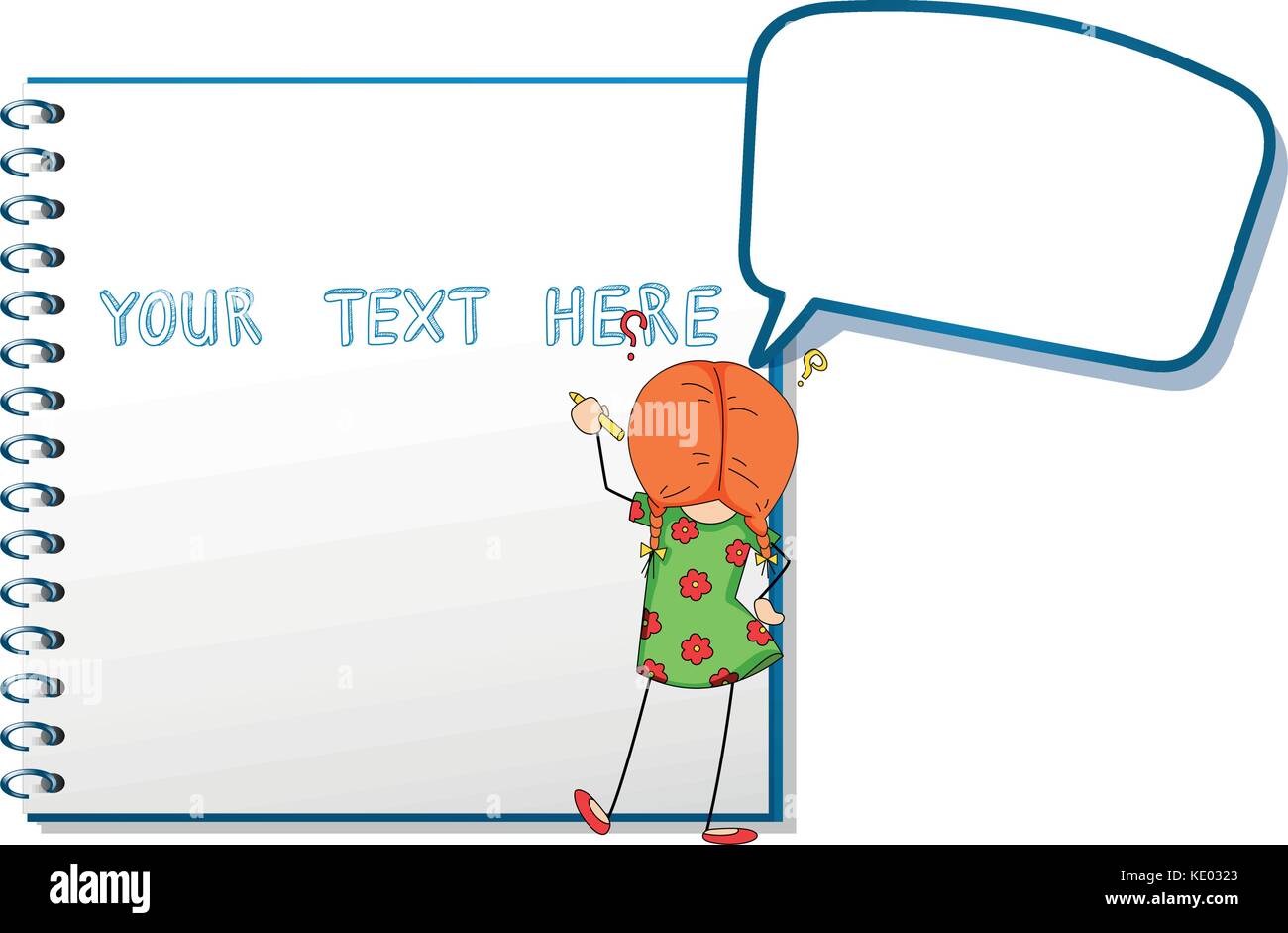 Frame template with girl writing on paper illustration Stock Vector ...