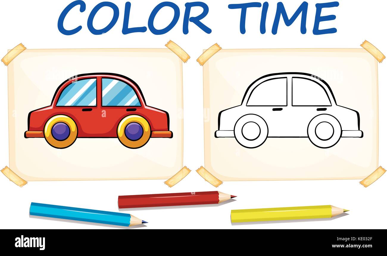 Coloring template with car illustration Stock Vector Image & Art - Alamy