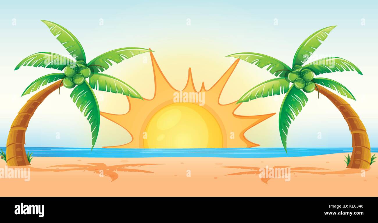 Tropical sunrise scene Stock Vector Images - Alamy