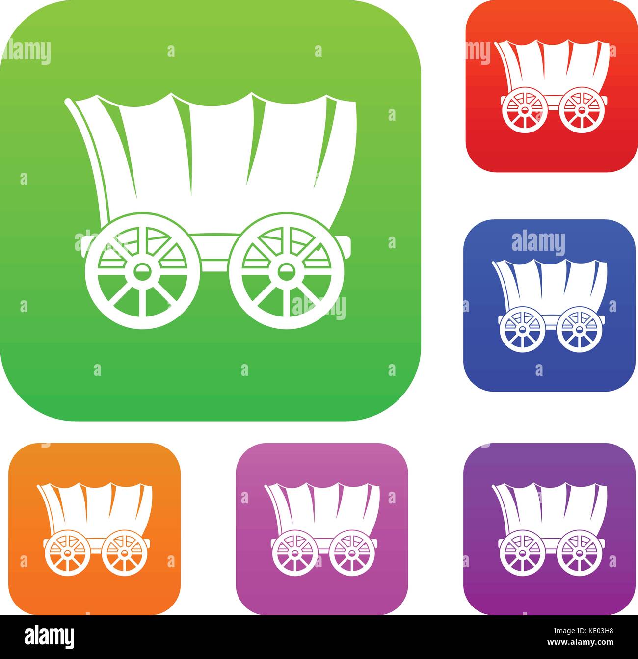Ancient western covered wagon set color collection Stock Vector Image ...