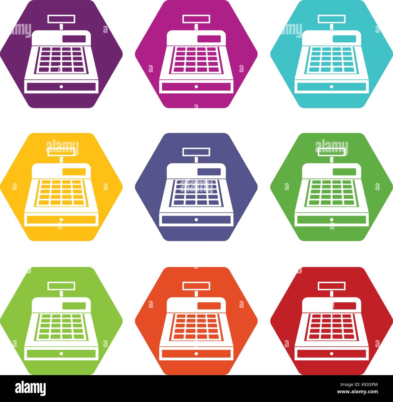 Cash register icon set color hexahedron Stock Vector Image & Art - Alamy