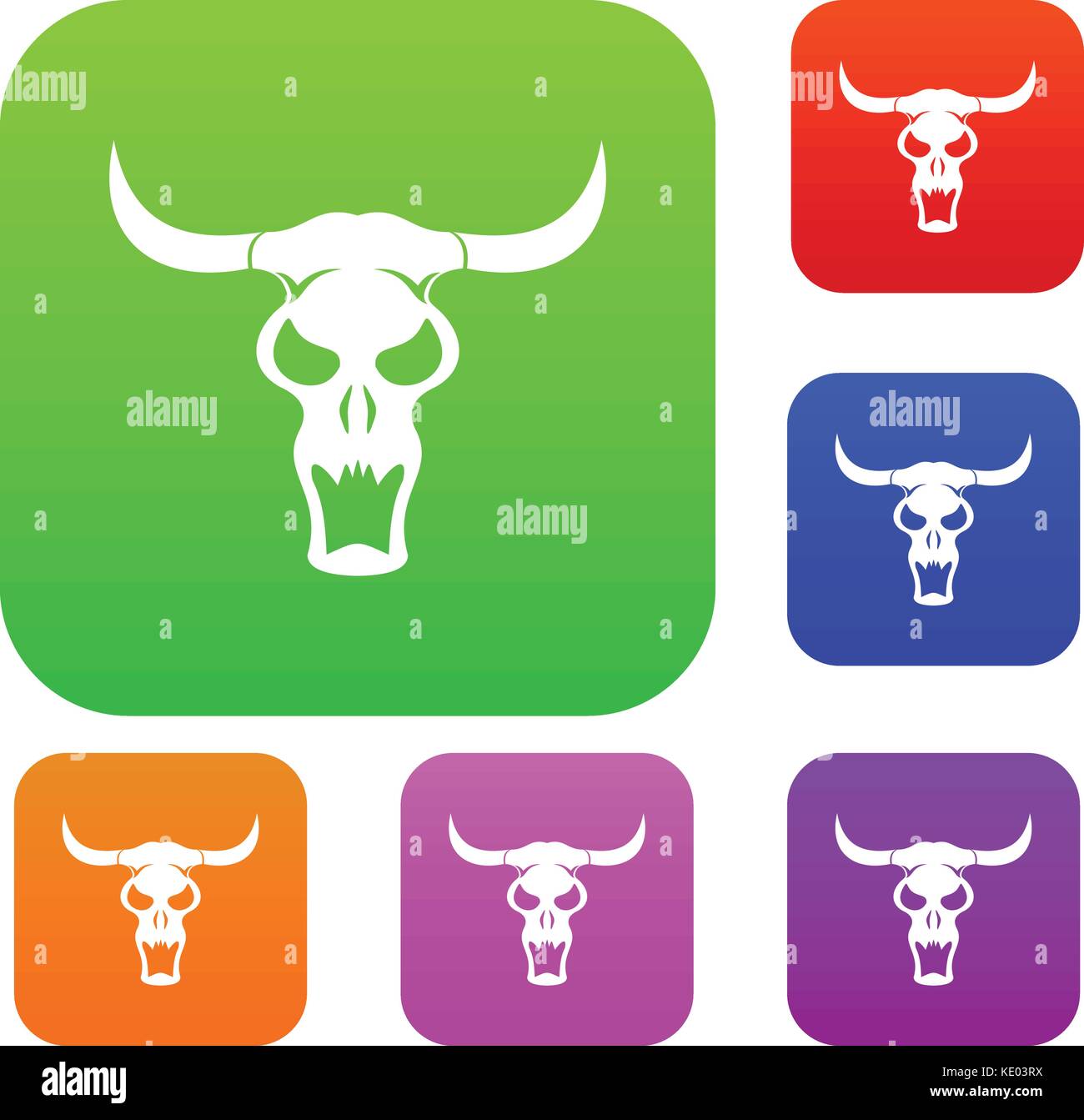 Buffalo skull set color collection Stock Vector Image & Art - Alamy