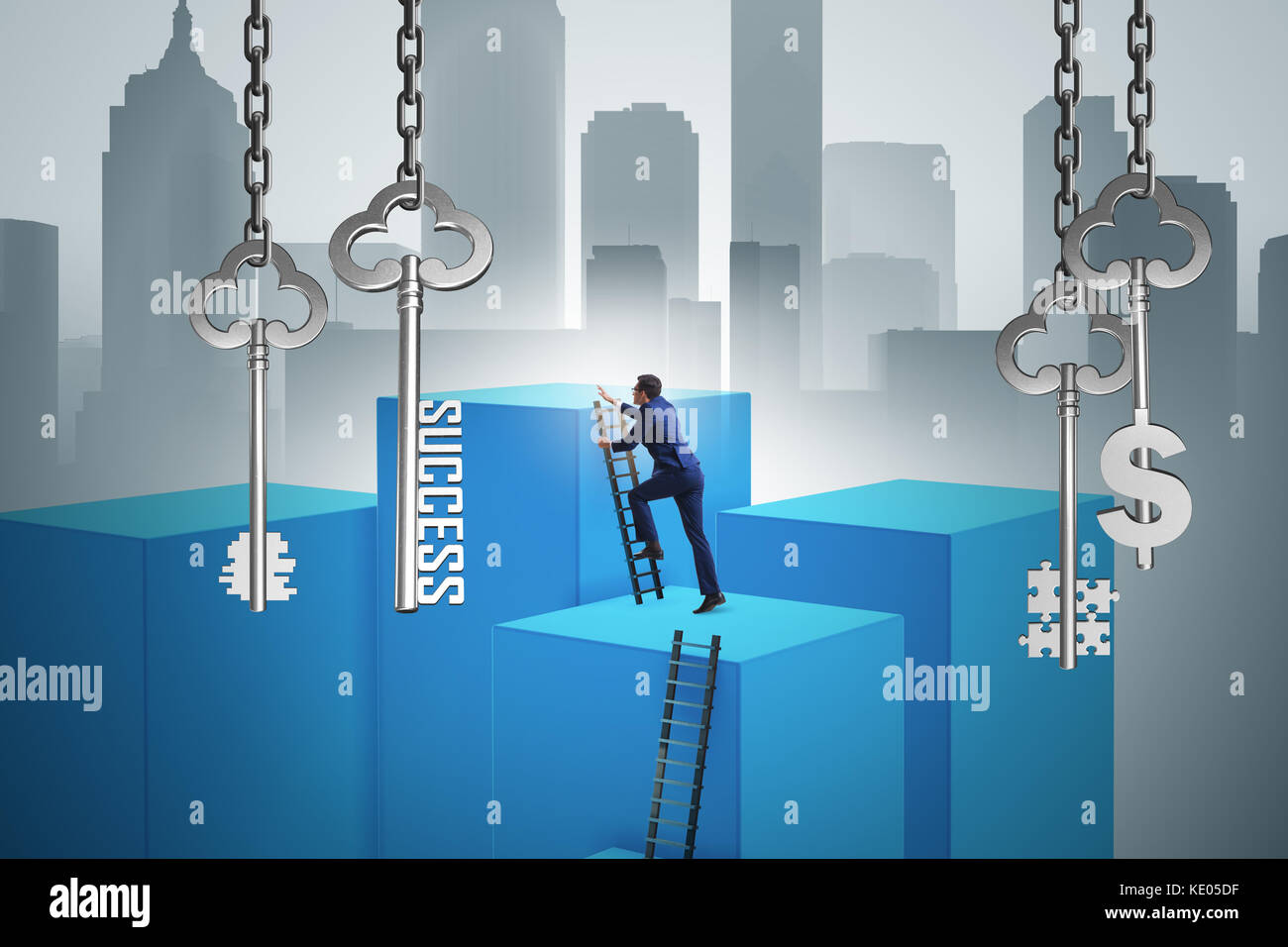 Businessman in key to financial success concept Stock Photo - Alamy