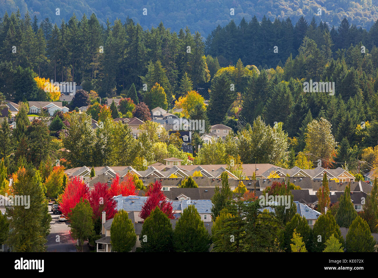 Mixed housing single homes apartments in Happy Valley Oregon in Fall ...