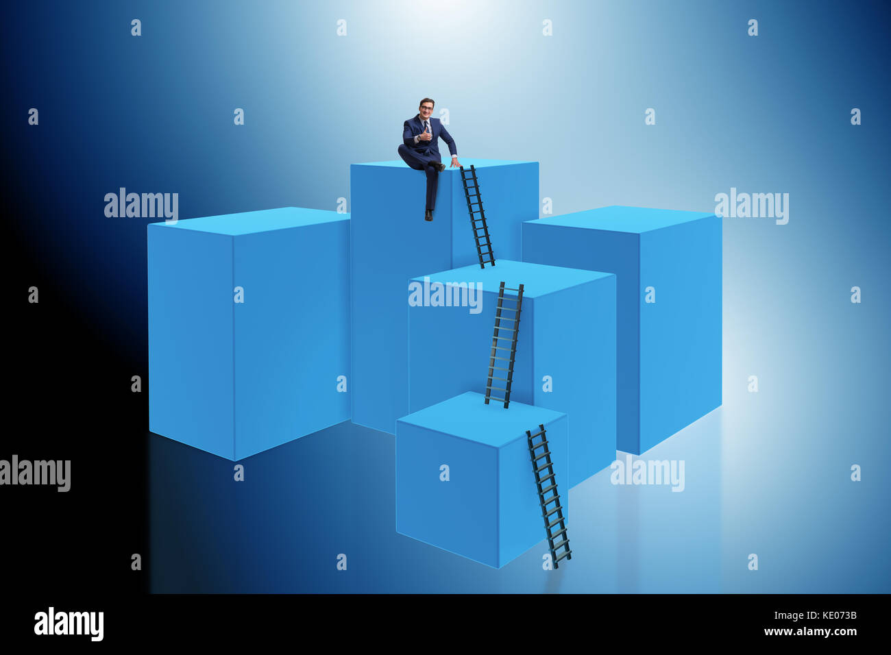 Businessman climbing blocks in career ladder business concept Stock ...