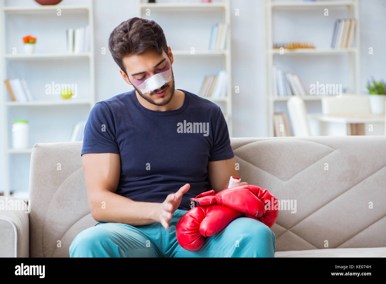 Young man defeated in sports game suffered loss with broken bleeding ...