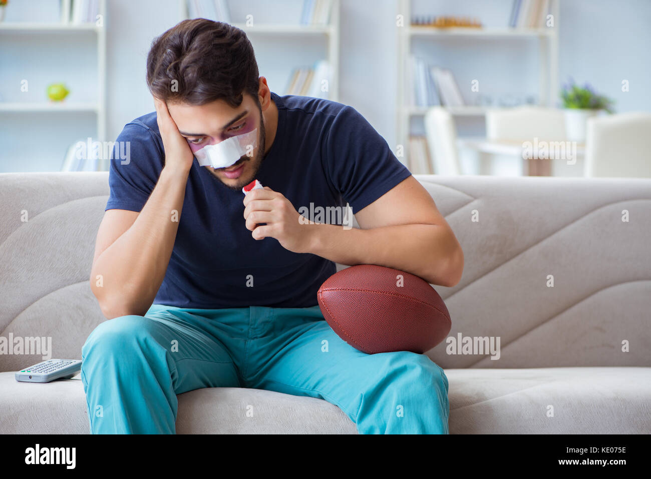 Young man defeated in sports game suffered loss with broken bleeding ...