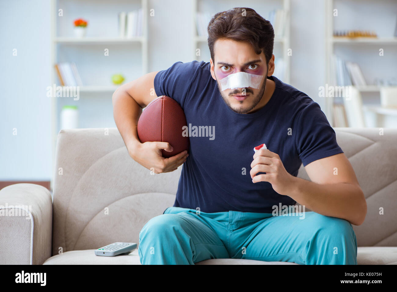 Young man defeated in sports game suffered loss with broken bleeding ...