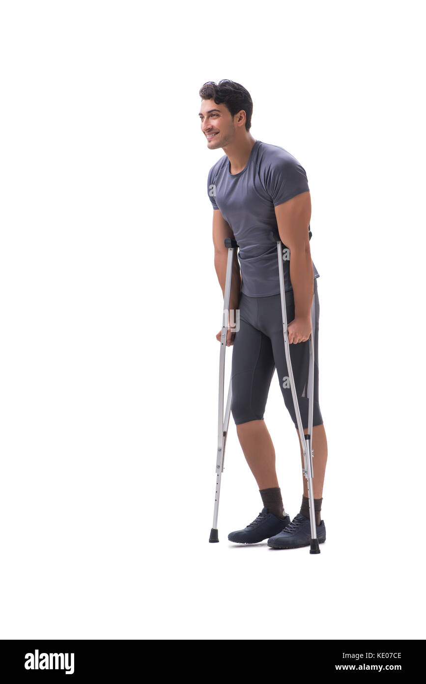 Young patient athlete sportsman suffering an injury trauma with ...
