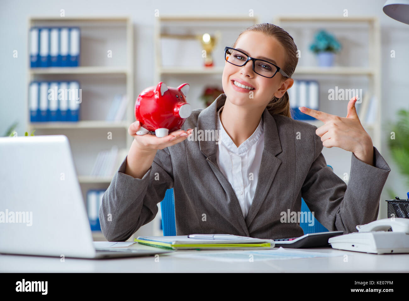 Female businesswoman boss accountant working in the office Stock Photo ...