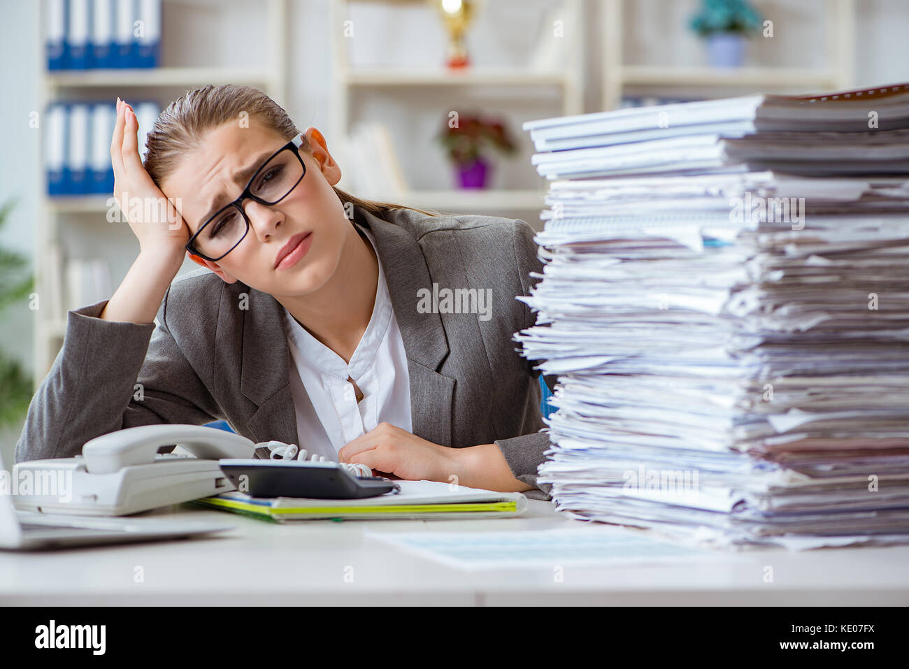 Female businesswoman boss accountant working in the office Stock Photo ...