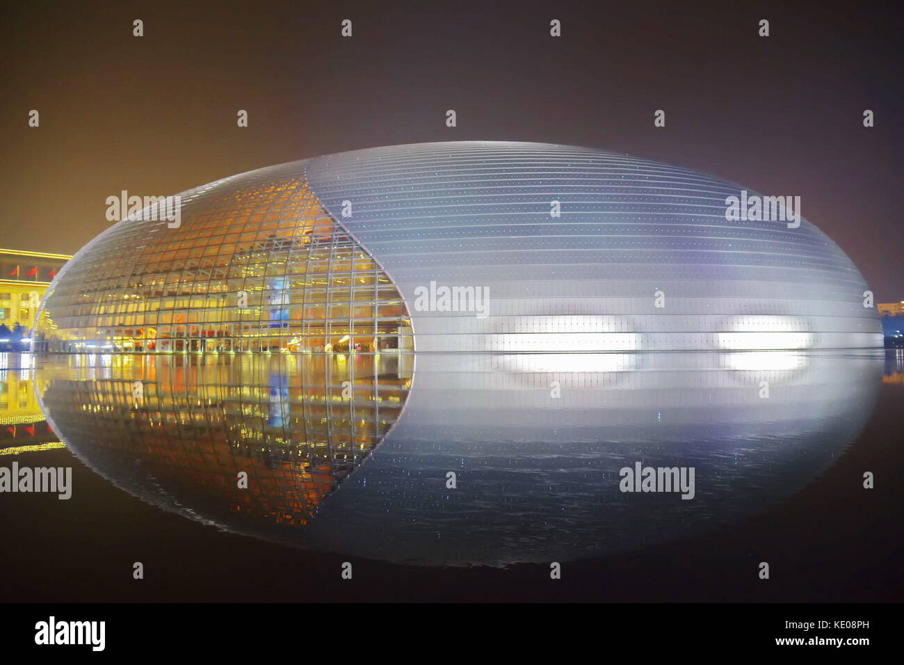 Beijing, China. 17th Oct, 2017. Lighting show of the National Centre ...