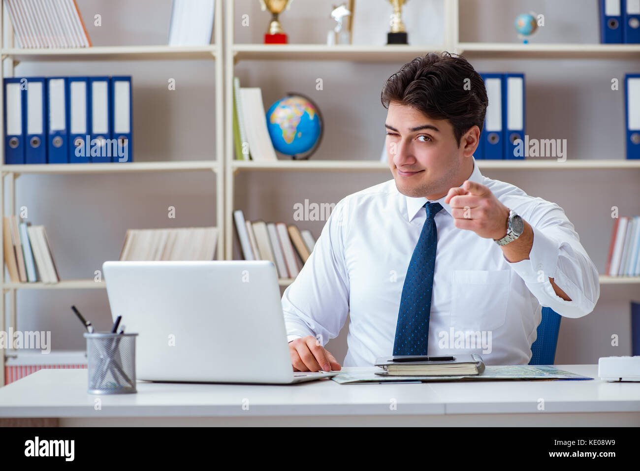 Businessman agent working in the office Stock Photo - Alamy