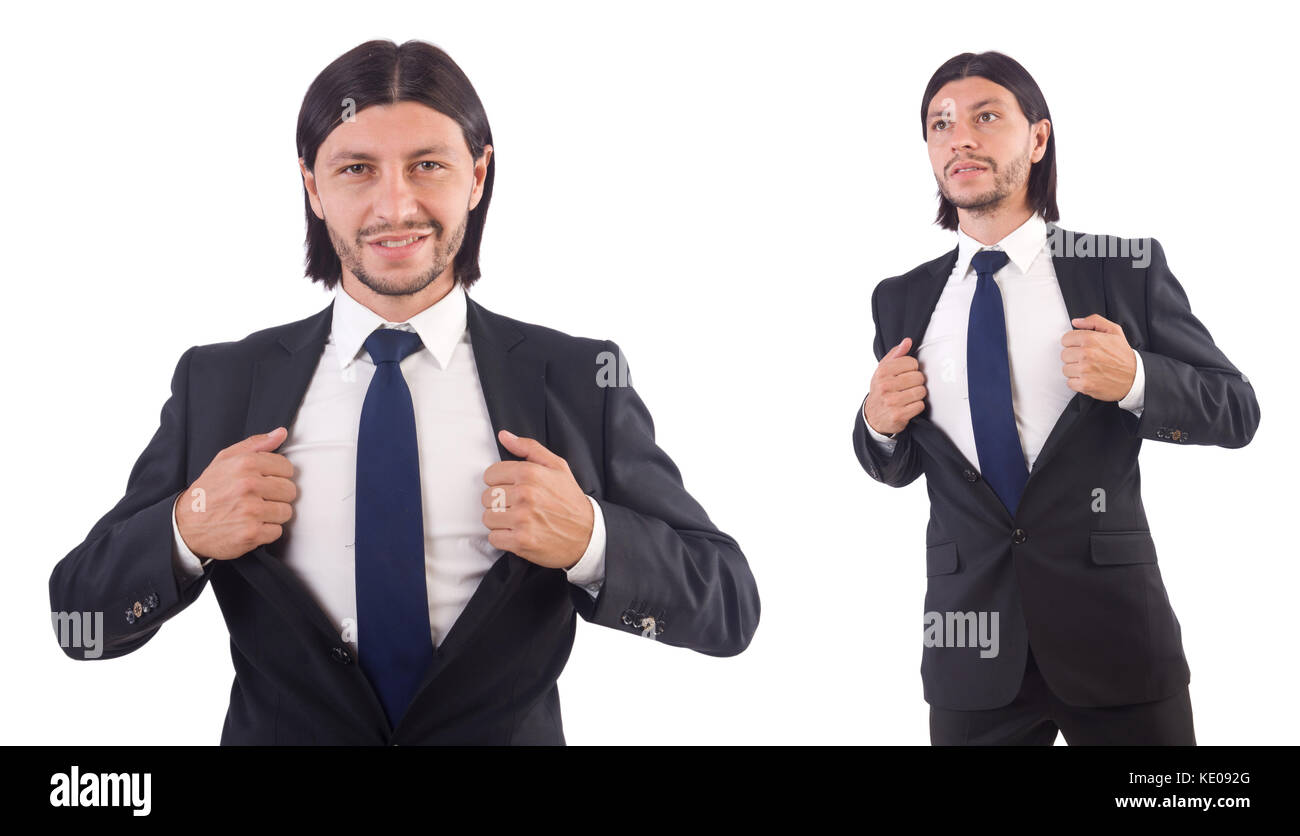 Businessman rushing isolated on the white background Stock Photo - Alamy