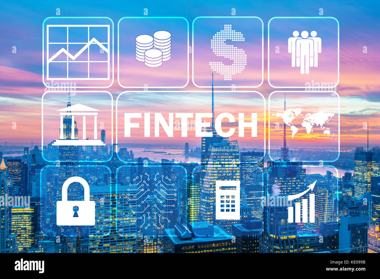 Smart city concept with fintech financial technology concept Stock ...
