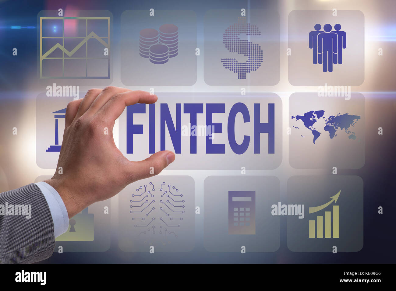 Hand holding financial technology fintech concept Stock Photo - Alamy