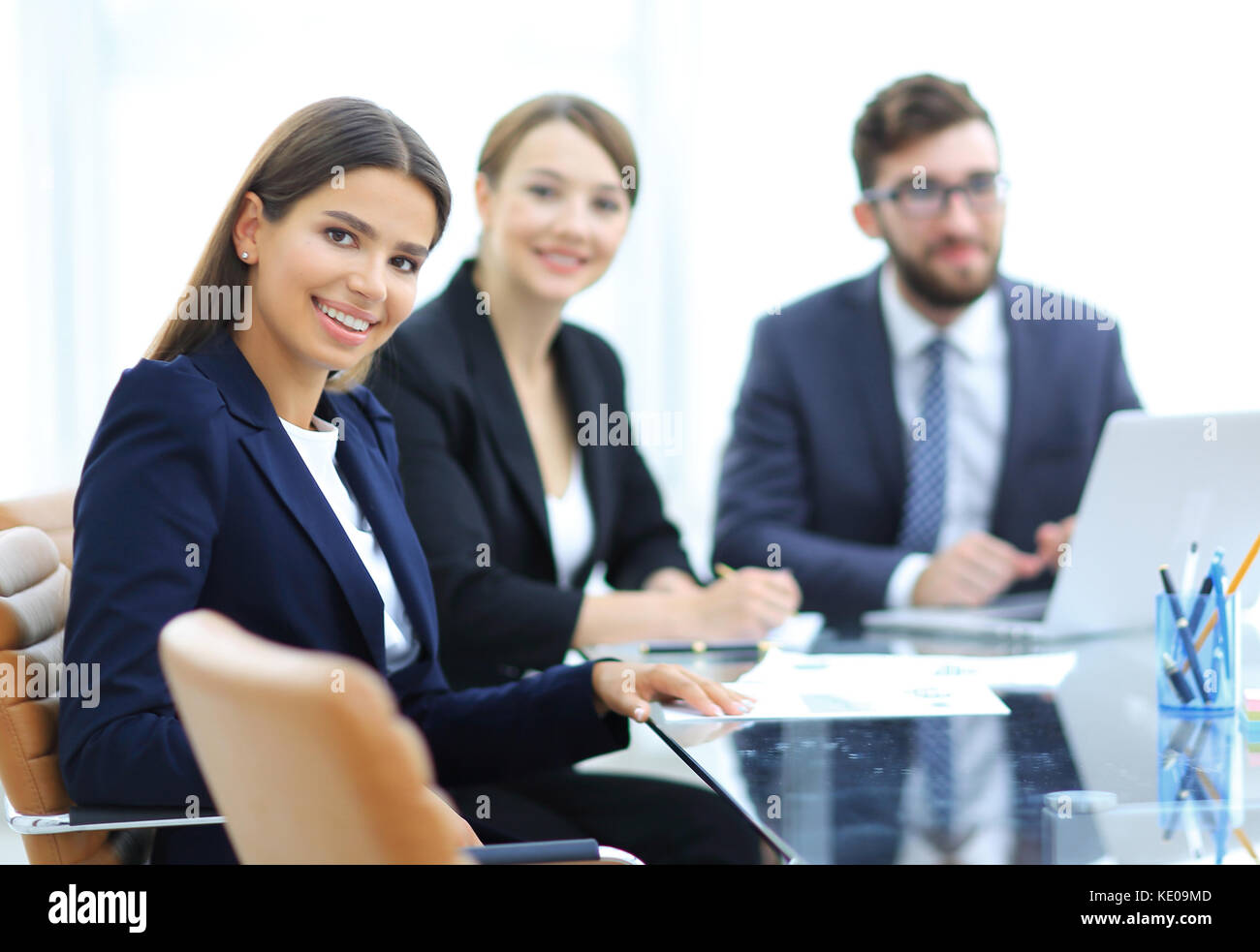 closeup.employees in the office Stock Photo - Alamy