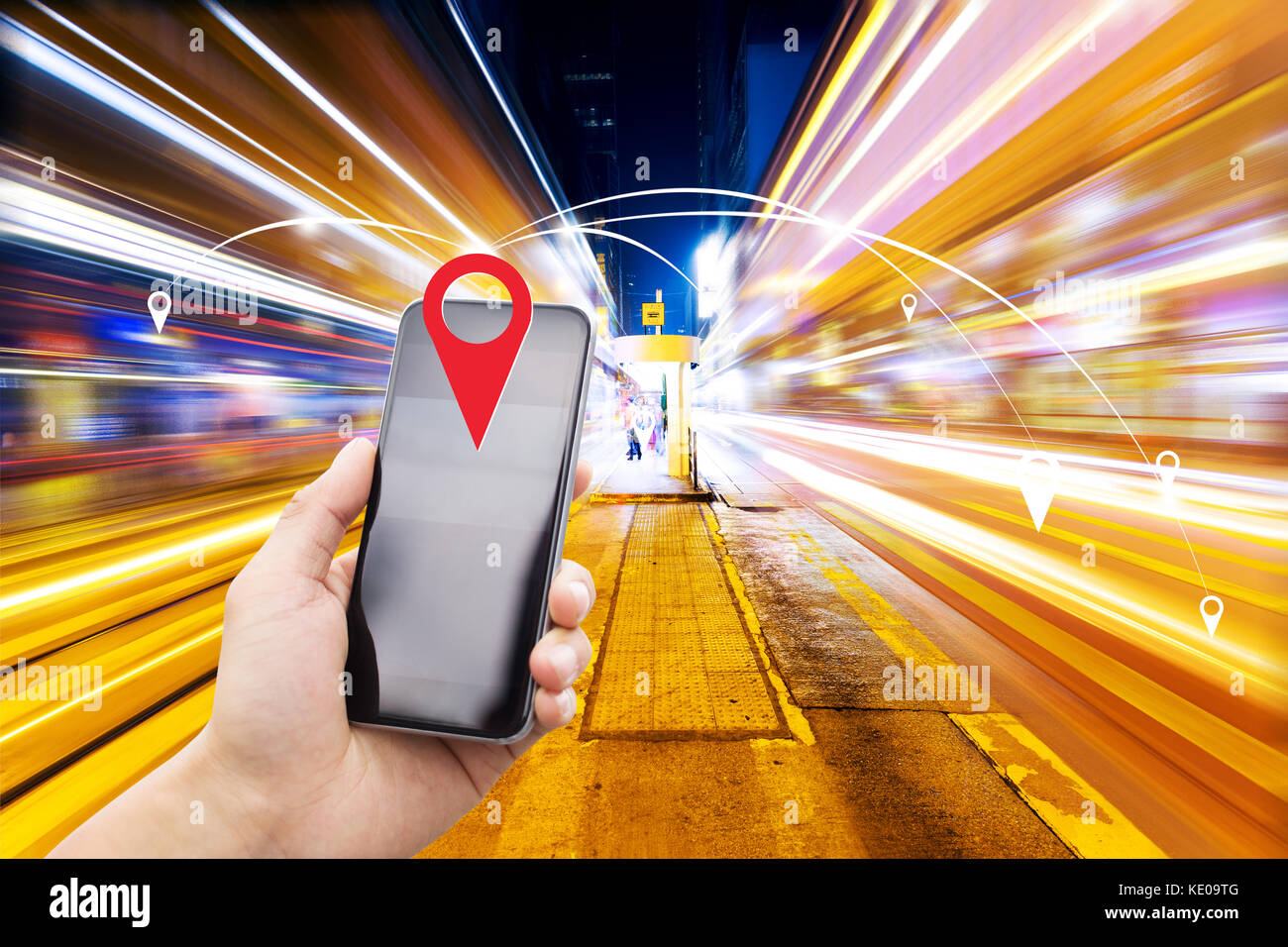 Downtown location sign street light hi-res stock photography and images ...