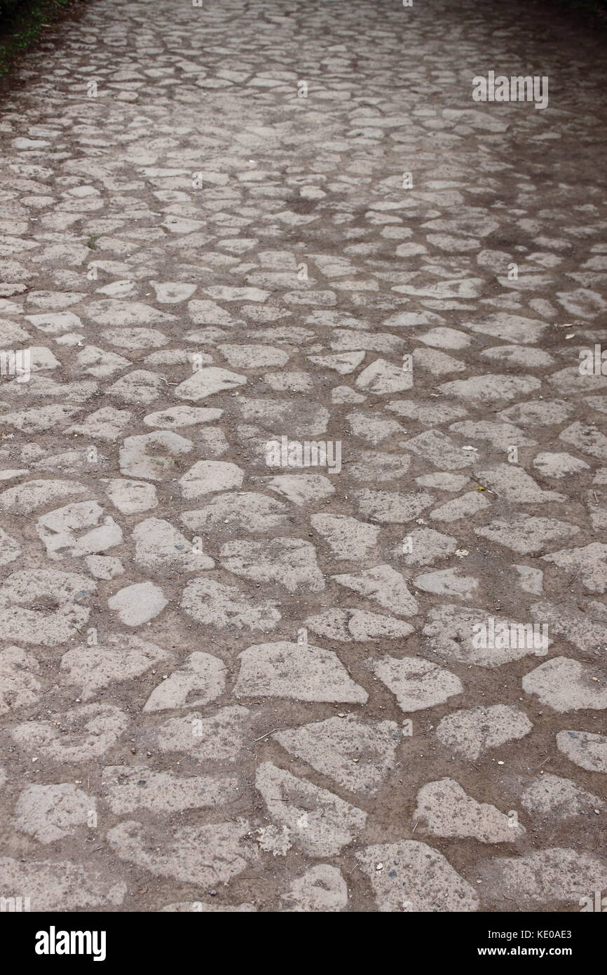 Cobblestone pavement in the Appian way of Rome, Italy Stock Photo - Alamy
