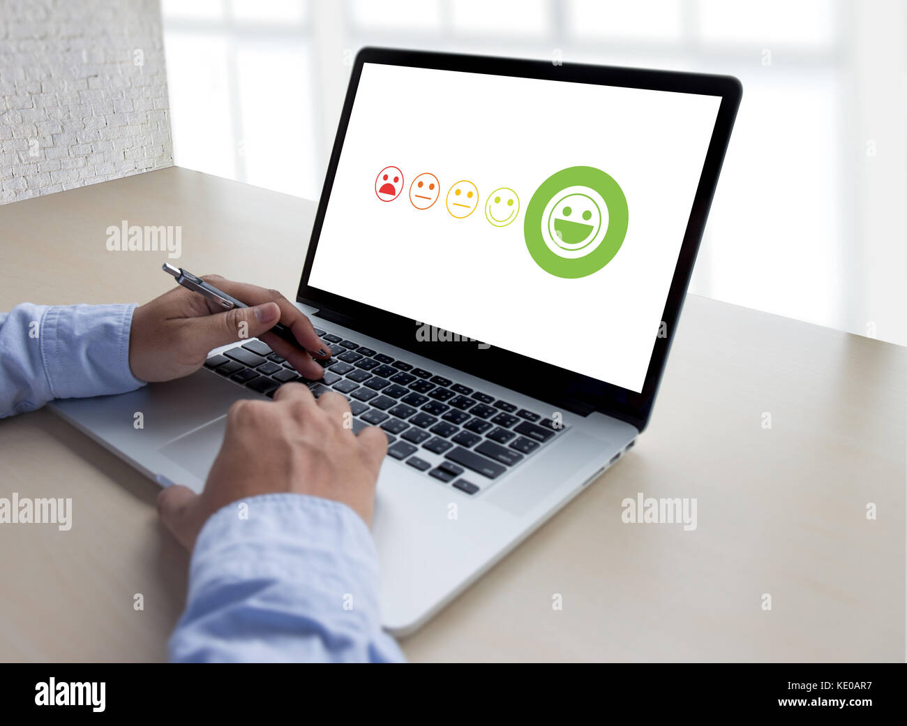 pressing smiley face emoticon The Customer Service Target Business ...